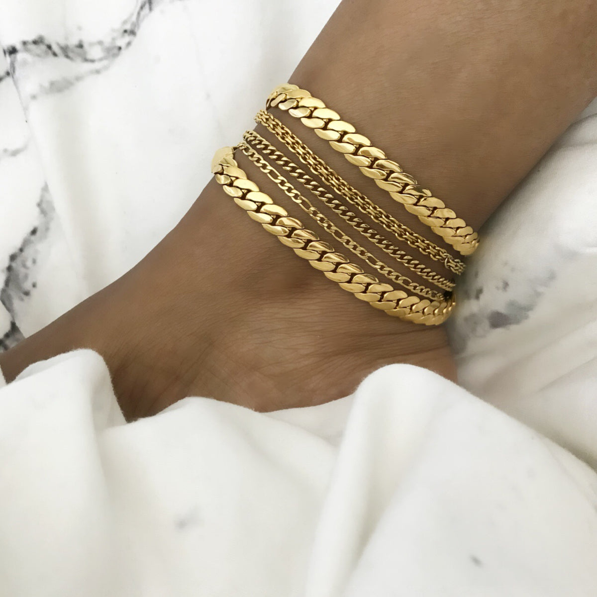 9MM FLAT CUBAN ANKLET - GOLD